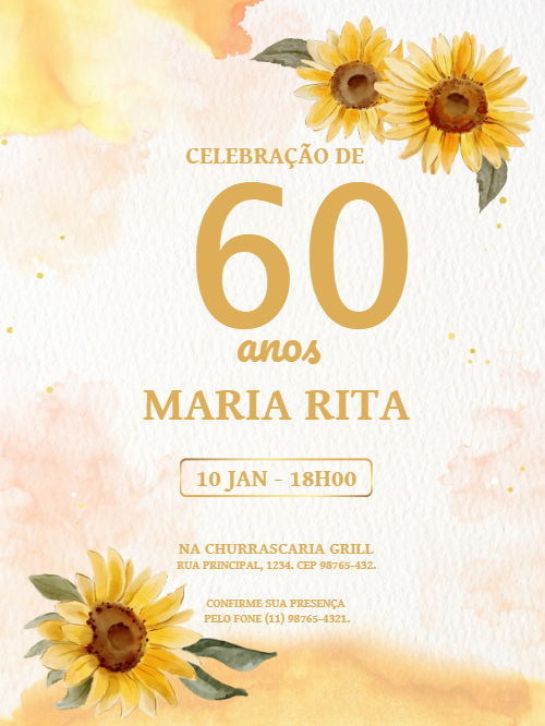 Fazer Convite Aniversário Adulto Para Editar de aniversário virtual 60 ...